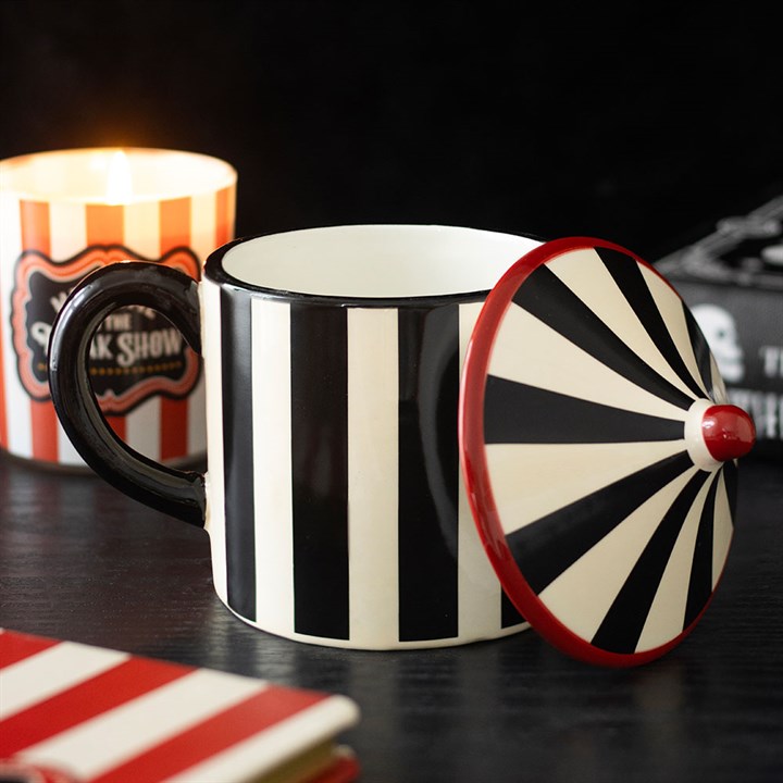 Black Striped Circus Tent Mug - Something Different Wholesale