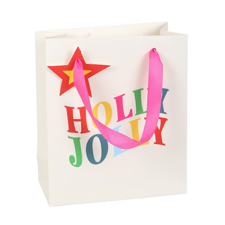 23cm Holly Jolly Gift Bag - Something Different Wholesale